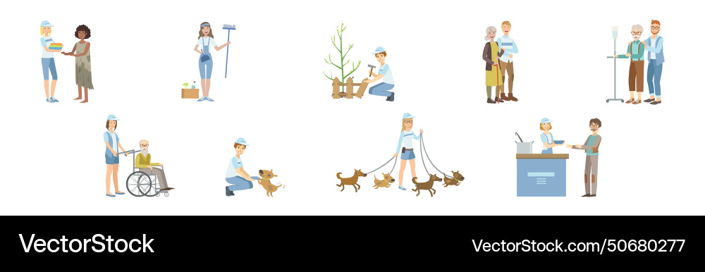 People volunteer character give help and support Vector Image