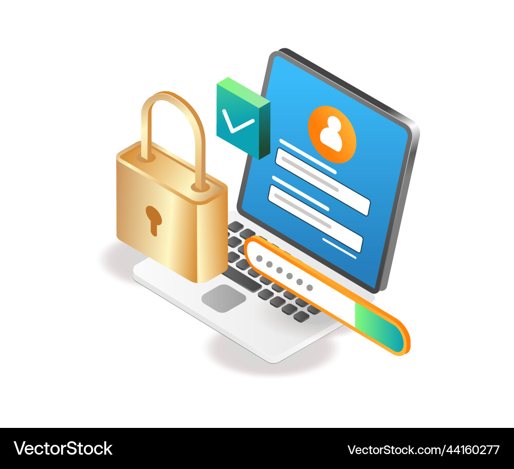 Personal computer account security lock Royalty Free Vector