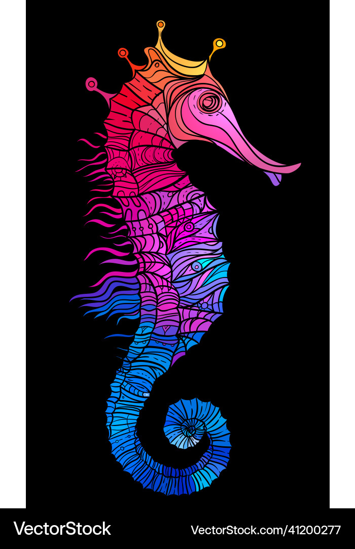 Rainbow seahorse decorative geometric Royalty Free Vector