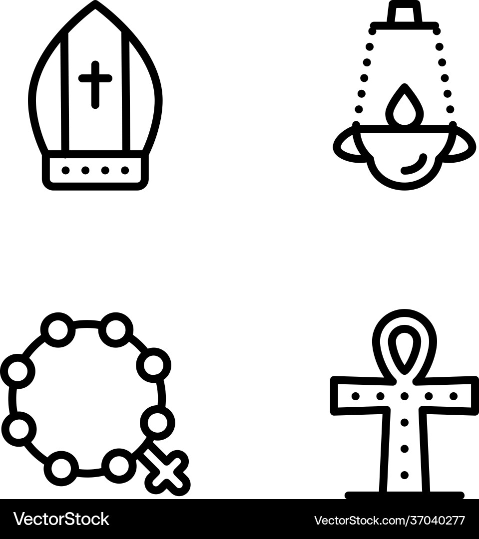 Religious elements outline icons pack Royalty Free Vector