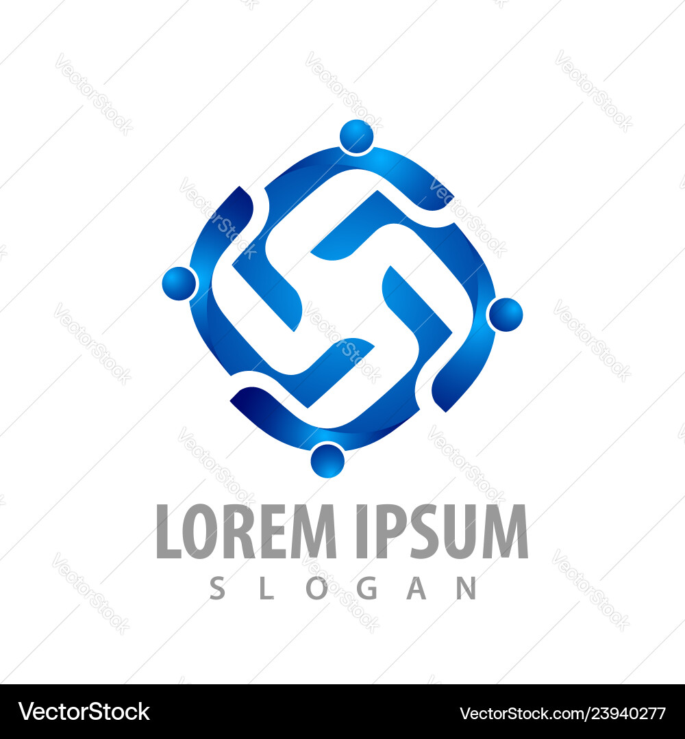 Rotate people connect logo concept design symbol Vector Image