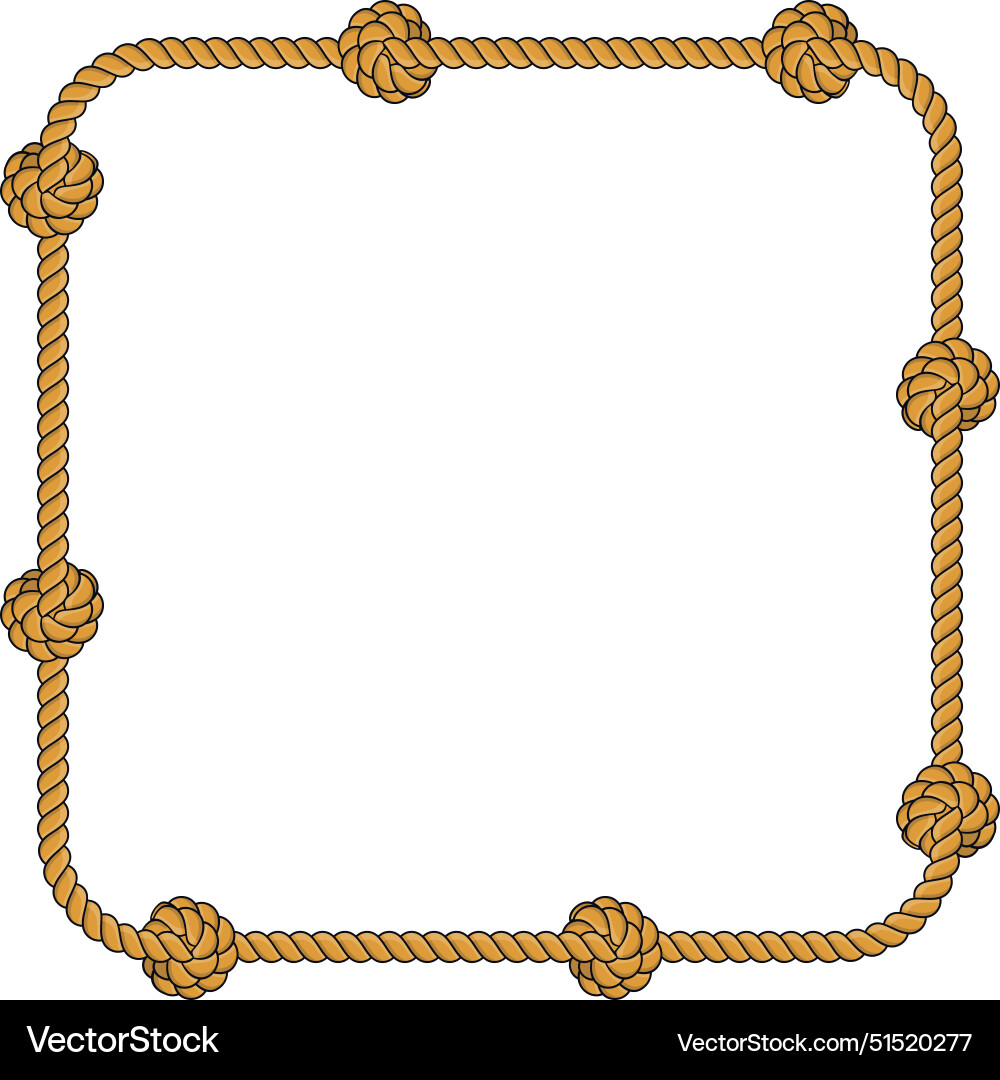 Square rope frame isolated on white background Vector Image