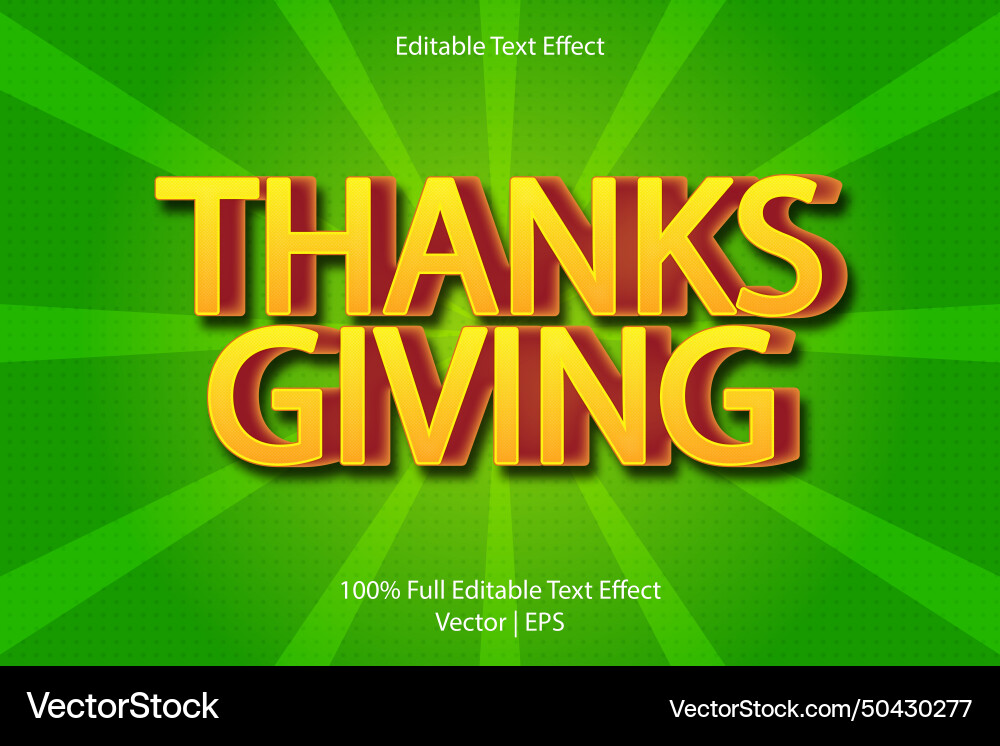 Thanksgiving editable text effect comic style Vector Image