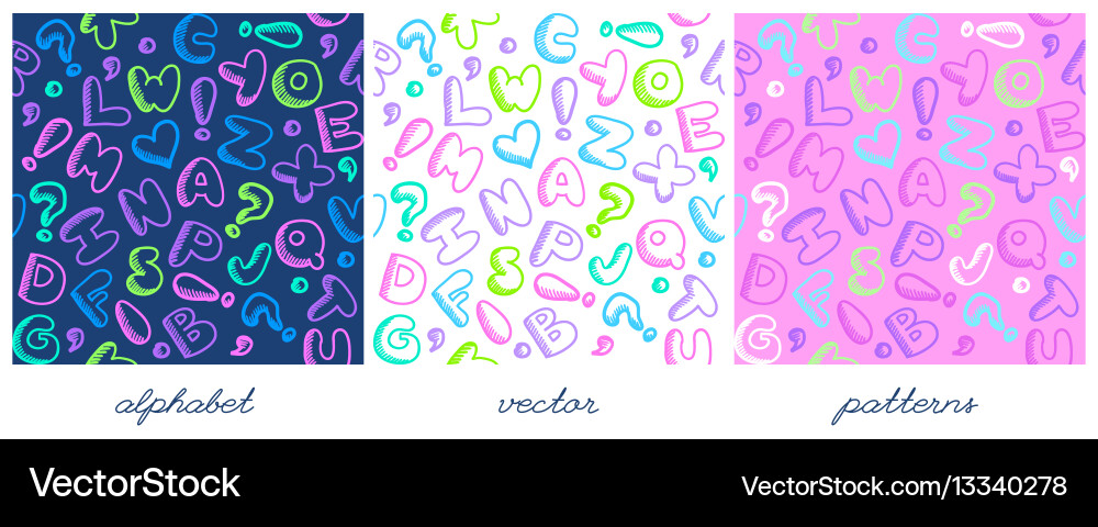 Alphabet patterns set Royalty Free Vector Image