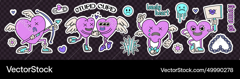 Anti valentines day stickers pack with heart Vector Image