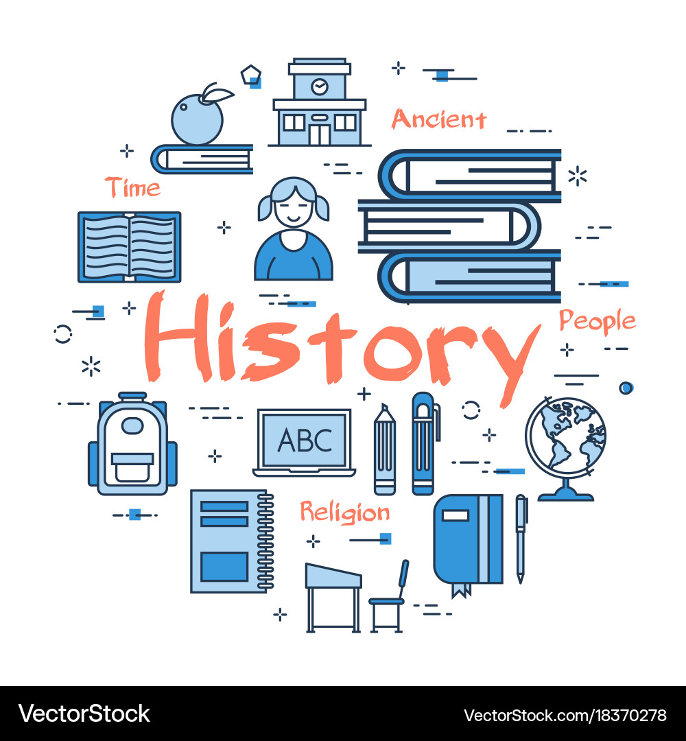 Blue round history subject concept Royalty Free Vector Image