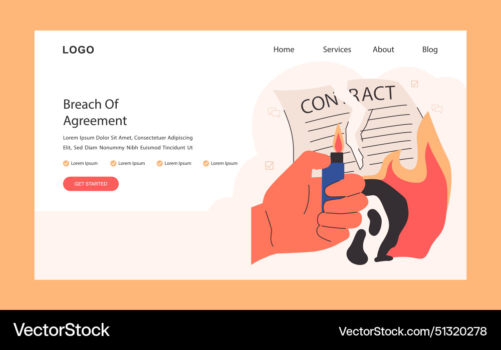 Breach of contract web banner or landing page Vector Image