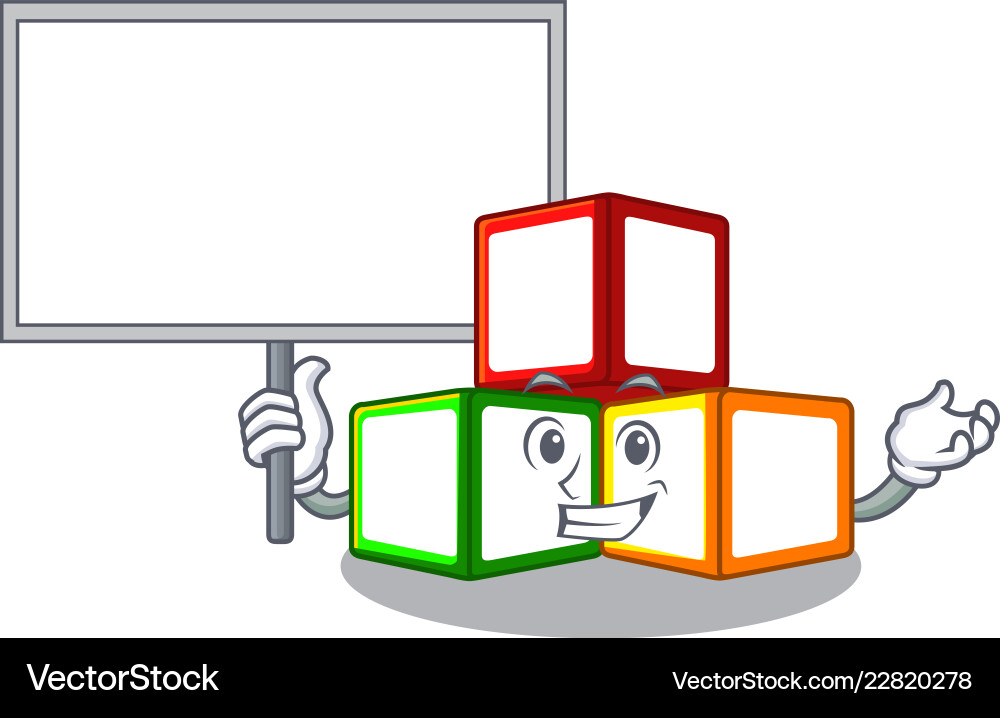 Bring board bright toy block bricks on cartoon Vector Image
