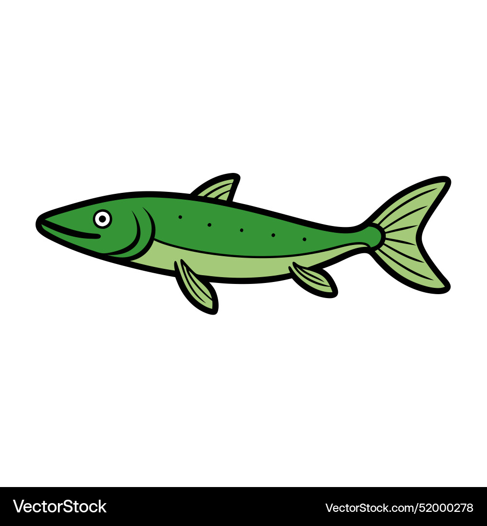Chain pickerel fish goes icon Royalty Free Vector Image