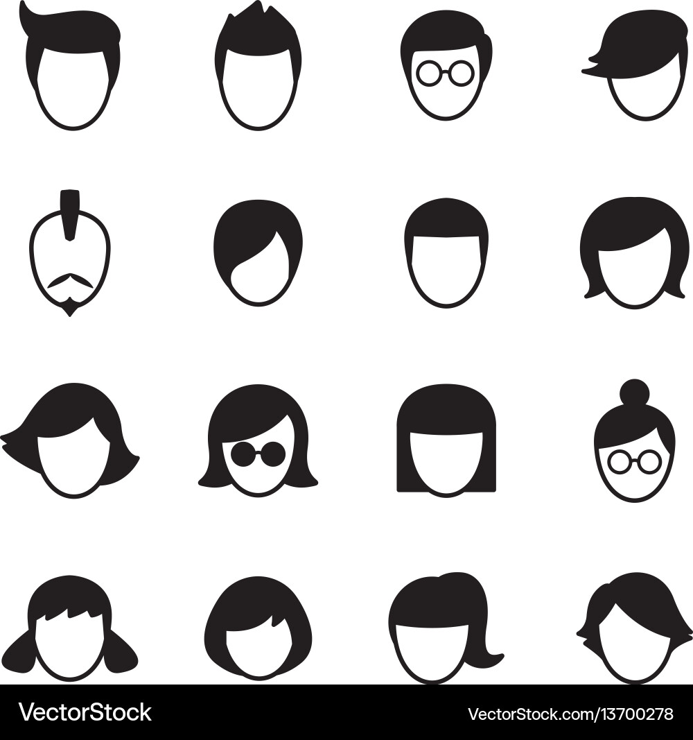 Hair style icons set Royalty Free Vector Image