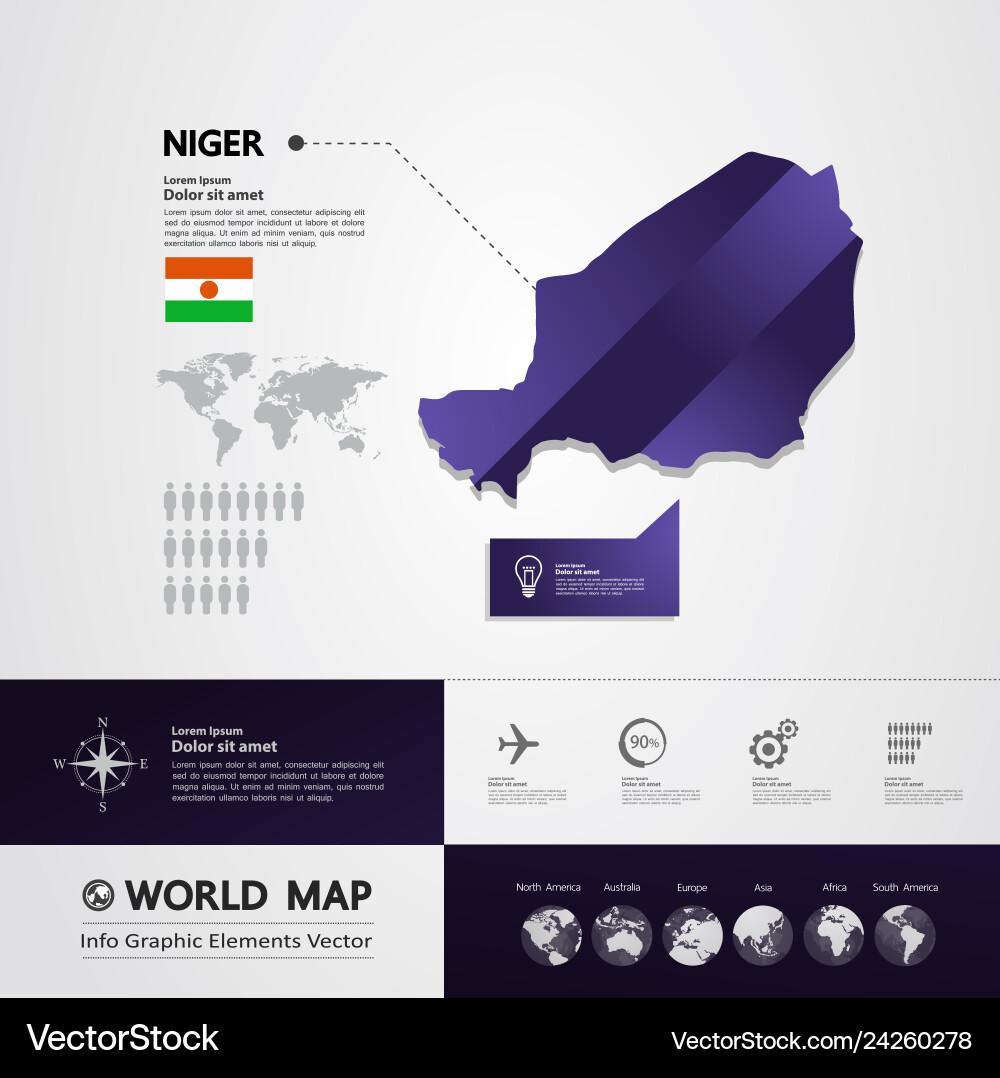 Niger map Royalty Free Vector Image - VectorStock