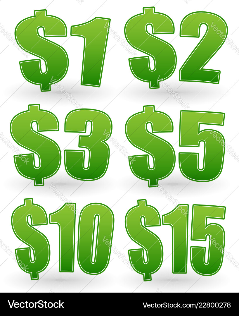 Prices price tags from 1 to 15 Royalty Free Vector Image