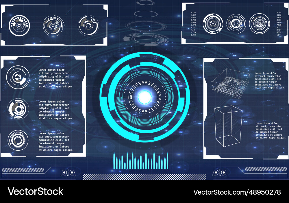 Radar grid visualization high-tech elements Vector Image