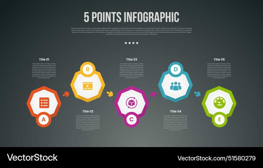 5 points or step process infographic with octagon Vector Image