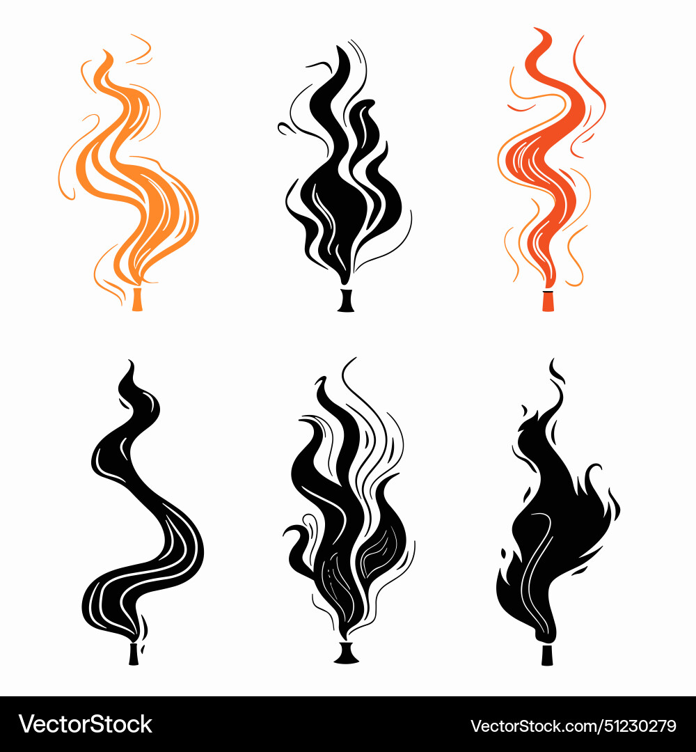 Abstract smoke set various designs swirling Vector Image