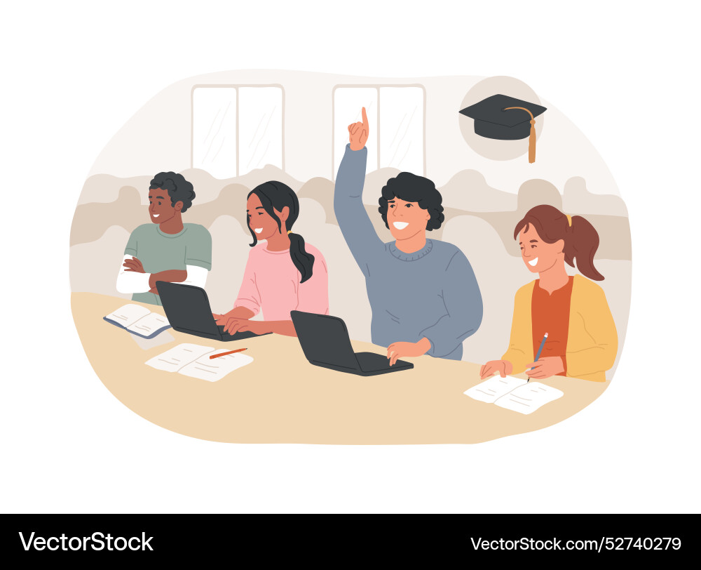 Asking a question isolated cartoon Royalty Free Vector Image