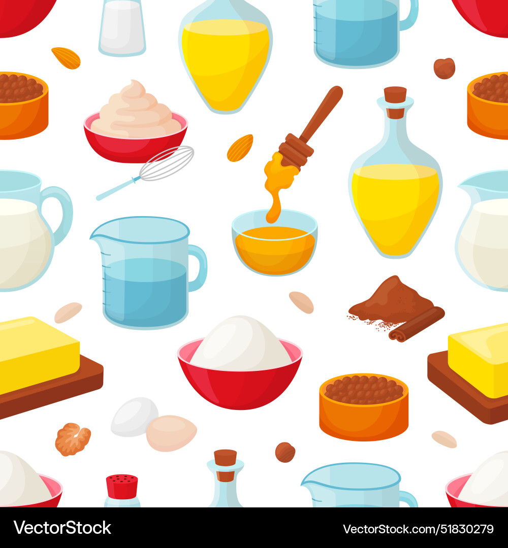 Baking food seamless pattern raw ingredients Vector Image