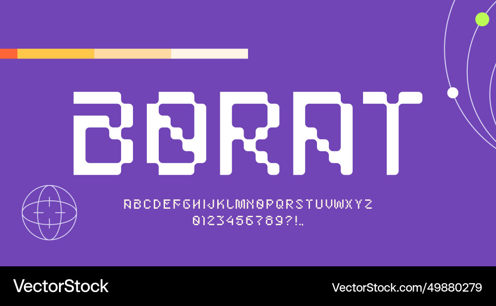 Borat font uppercase futuristic pixel Royalty Free Vector