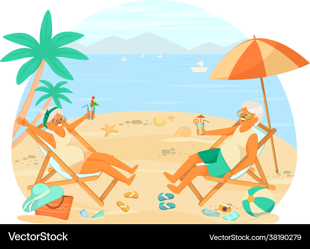 Cartoon elderly people happy life composition Vector Image