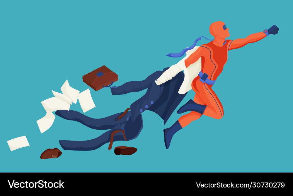 Cartoon office worker take off suit flying go Vector Image