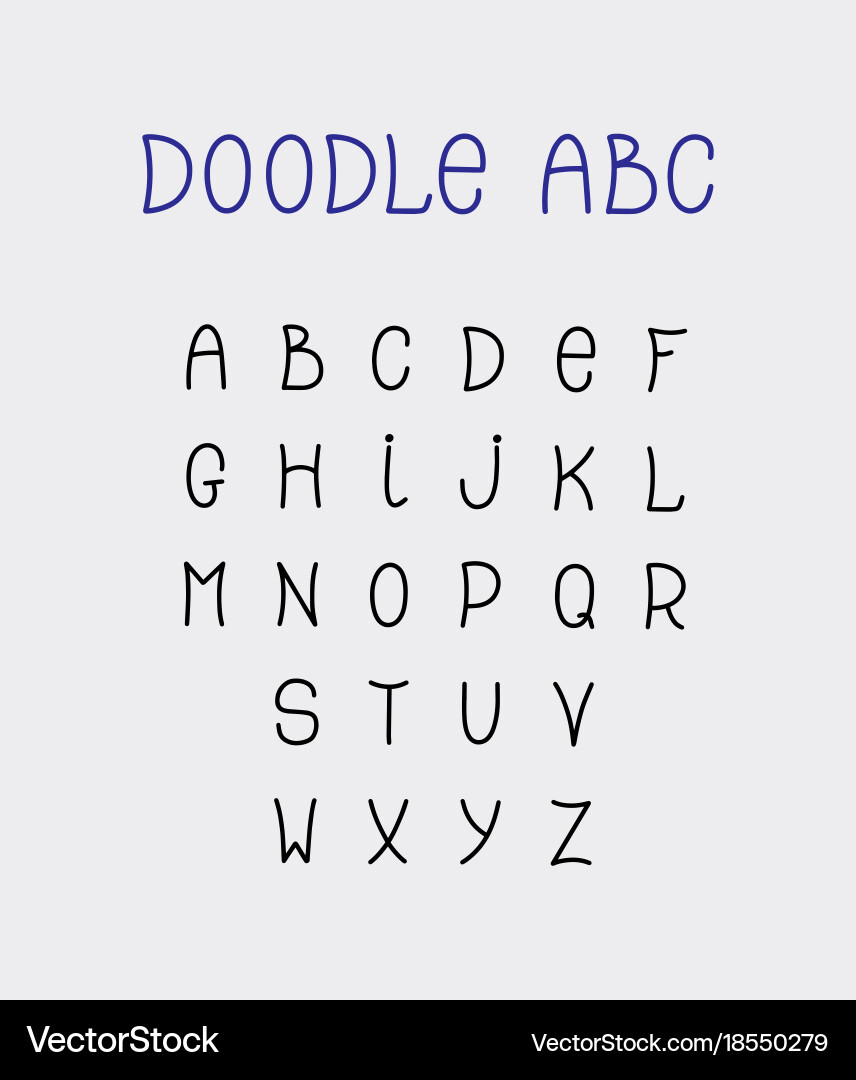 Doodle abc lettering hand-drawn fonts isolated Vector Image