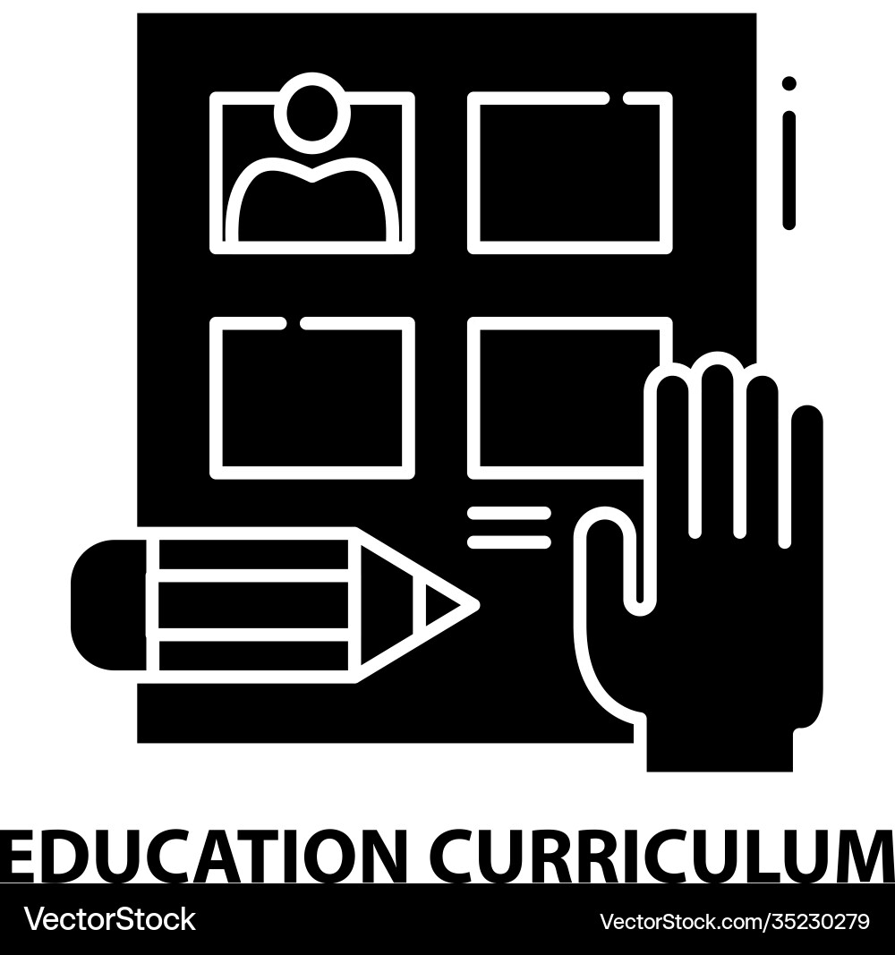 Education curriculum icon black sign Royalty Free Vector