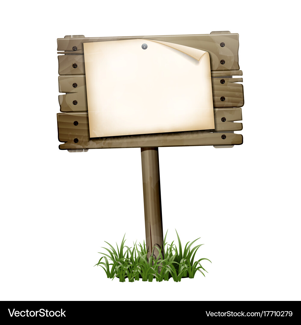 Empty paper blank on wooden signboard Royalty Free Vector