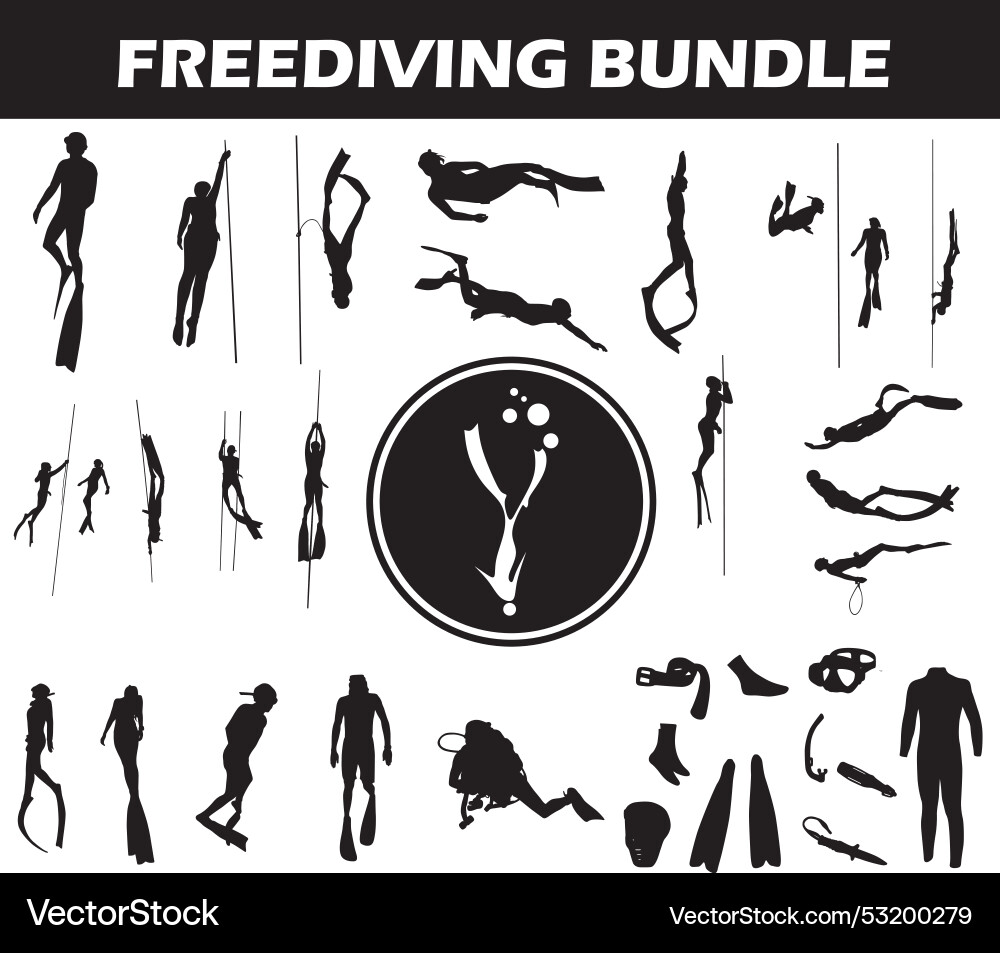 Freediving silhouette Royalty Free Vector Image