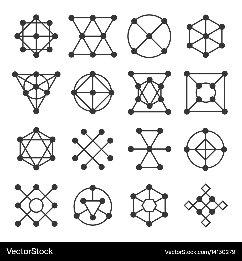 Geometric shape signs set line style logos Vector Image