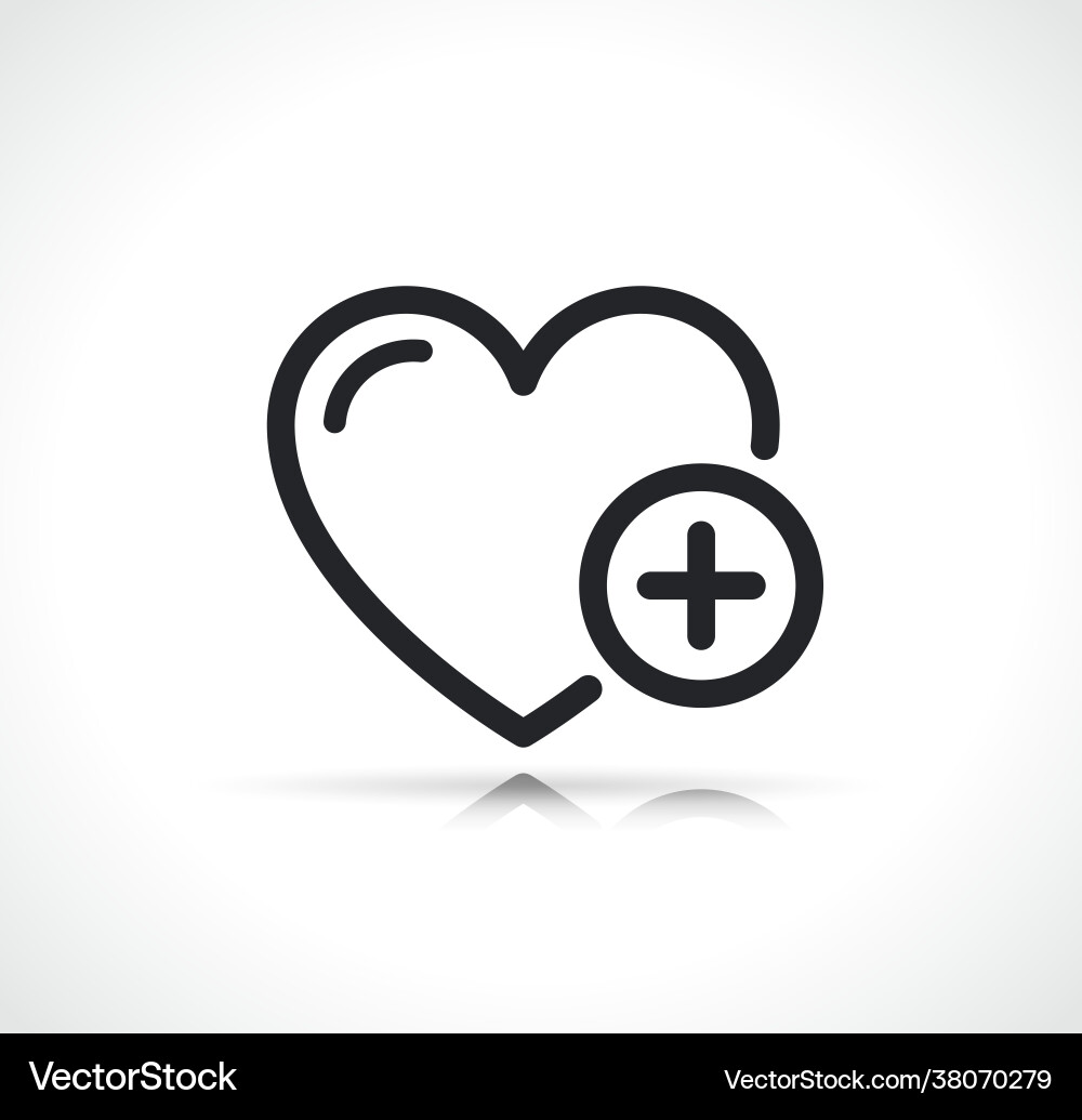 Heart with plus sign icon Royalty Free Vector Image