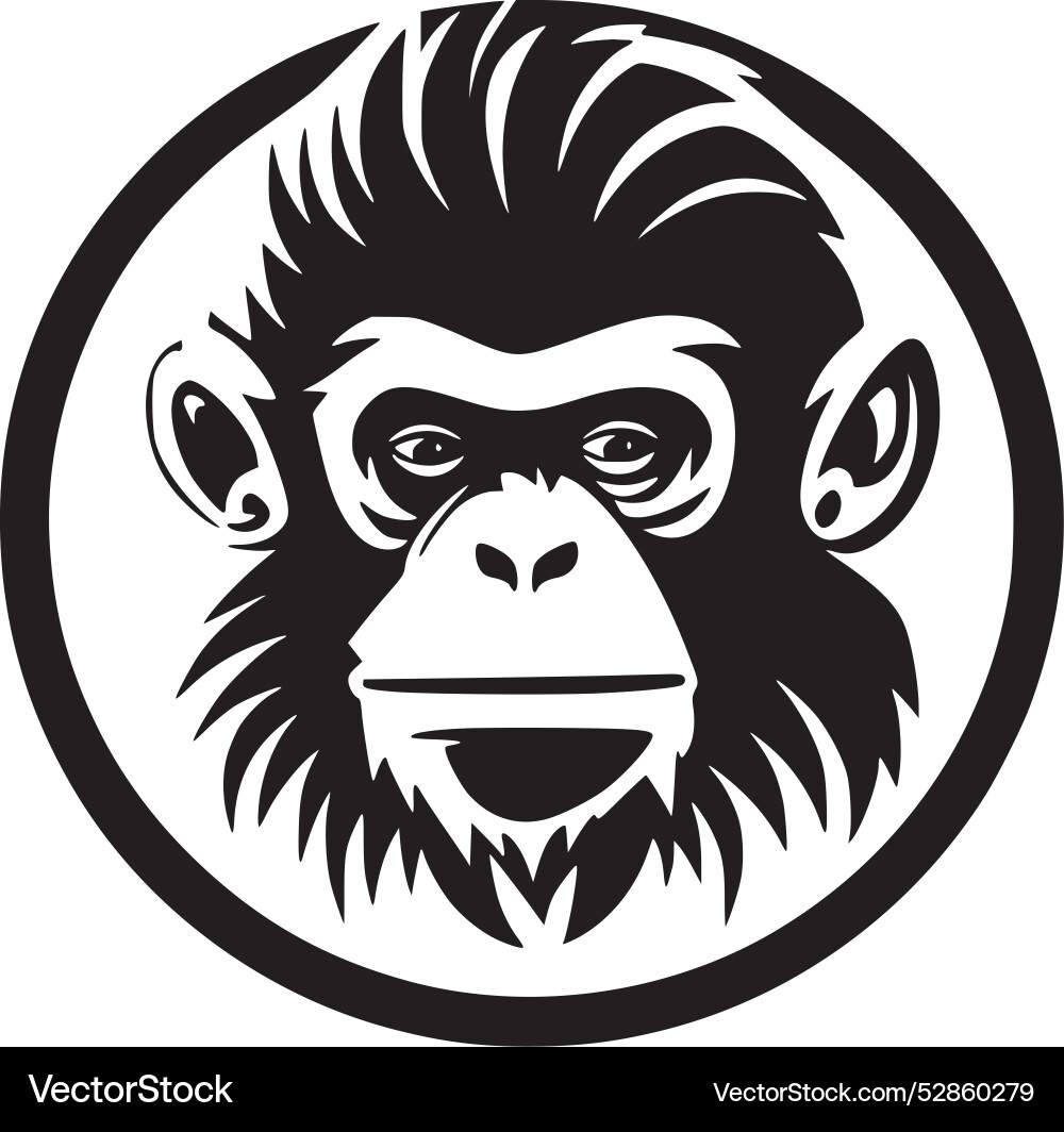 Monkey - minimalist and flat logo Royalty Free Vector Image