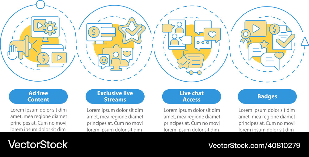 Paid subscription features blue circle Royalty Free Vector