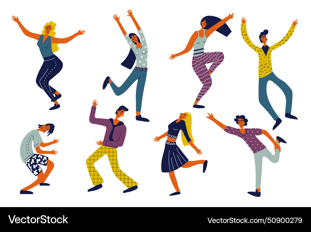 People dancing set in flat character design Vector Image