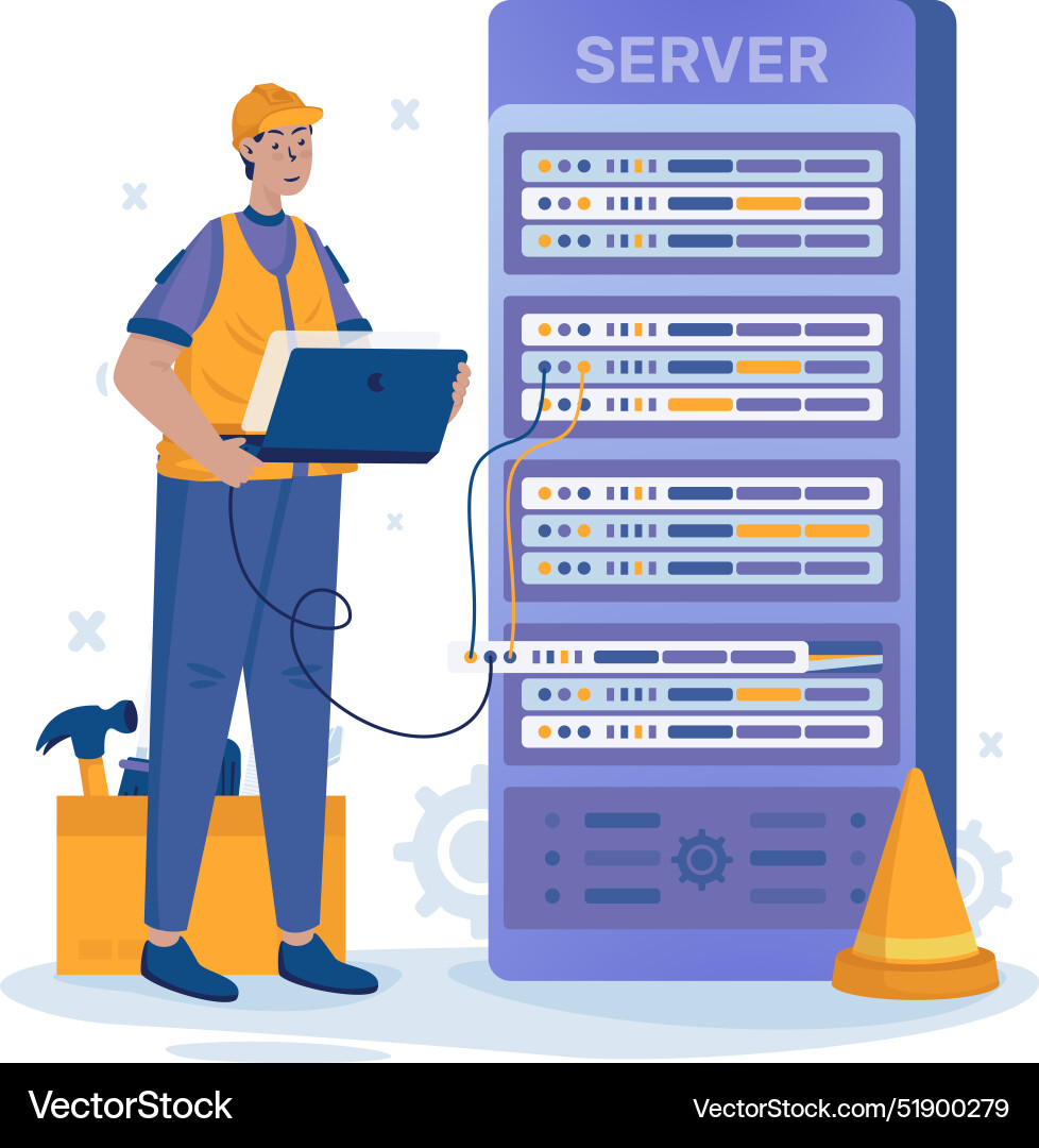 Server data center maintenance security Royalty Free Vector