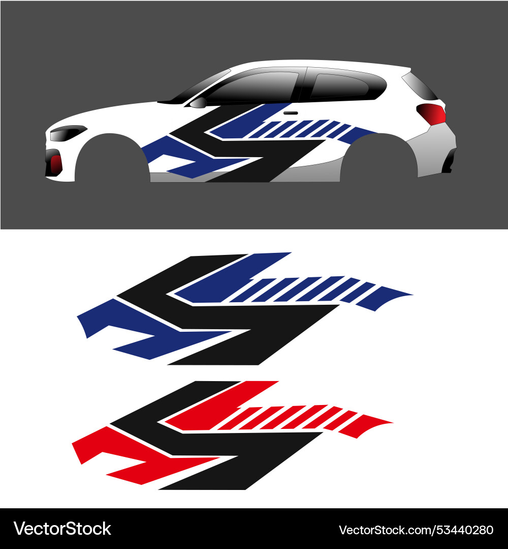 Car wrap livery decal design Royalty Free Vector Image