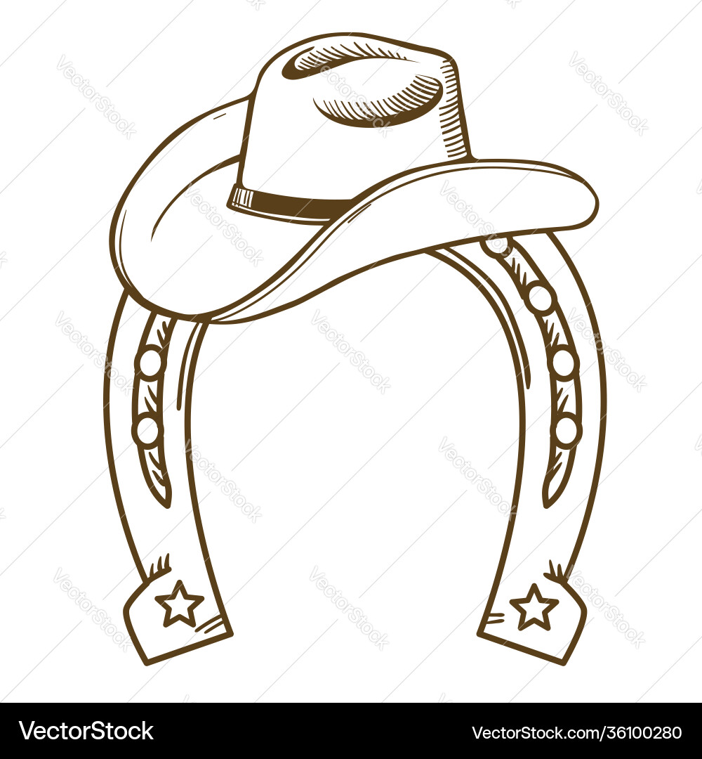 Cowboy Hat & Horseshoe Symbol Royalty Free Vector Image