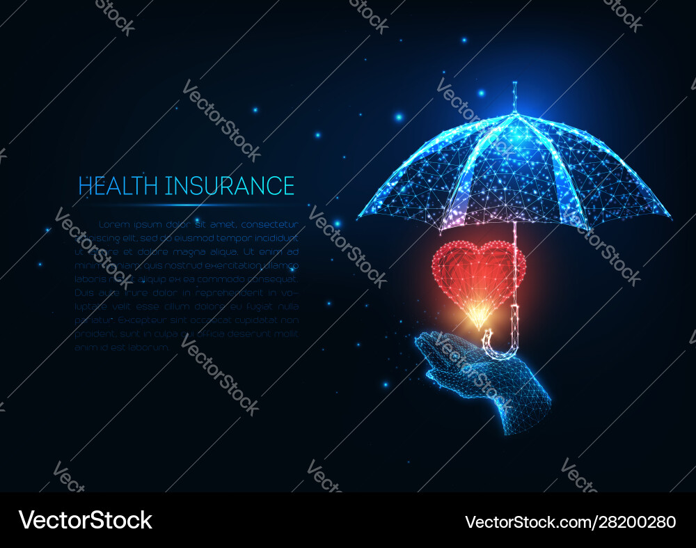 Futuristic health insurance concept with glowing Vector Image