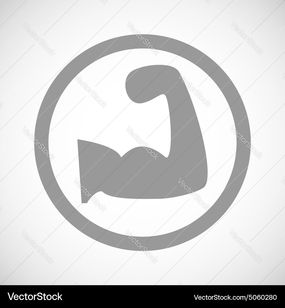 Grey muscular arm sign icon Royalty Free Vector Image
