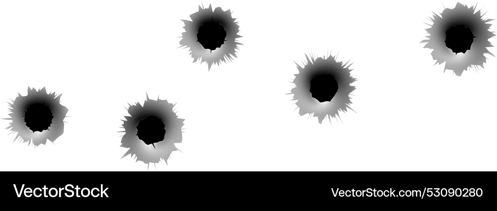 Gunshot holes round bullet hit wall damage Vector Image