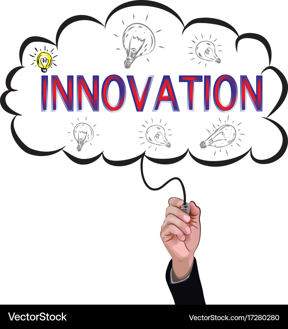 Hand isolate pencil idea write red innovation Vector Image