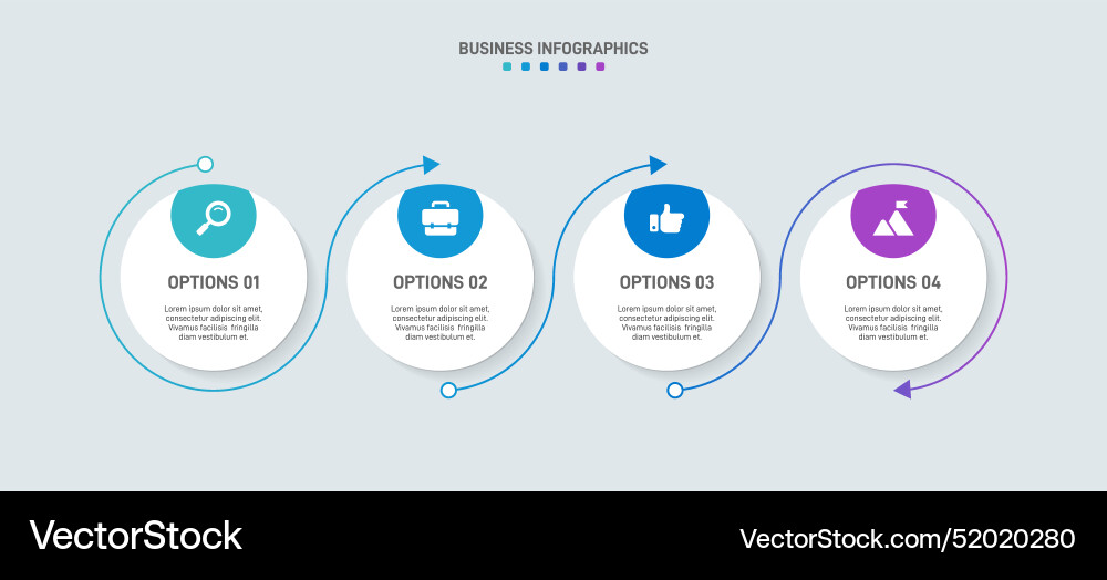 Horizontal progress bar featuring 4 arrow-shaped Vector Image
