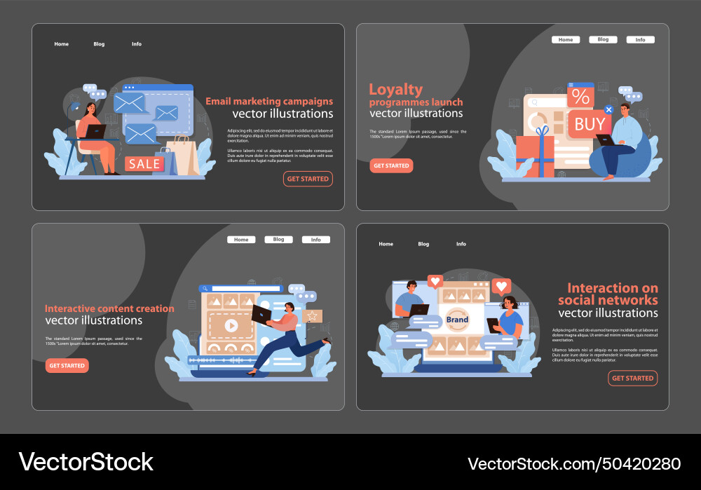 Interactive engagement strategy set engage Vector Image