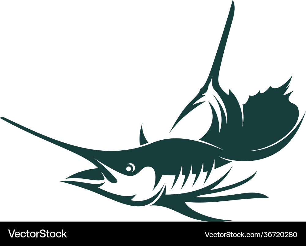 Marlin fishing template Royalty Free Vector Image