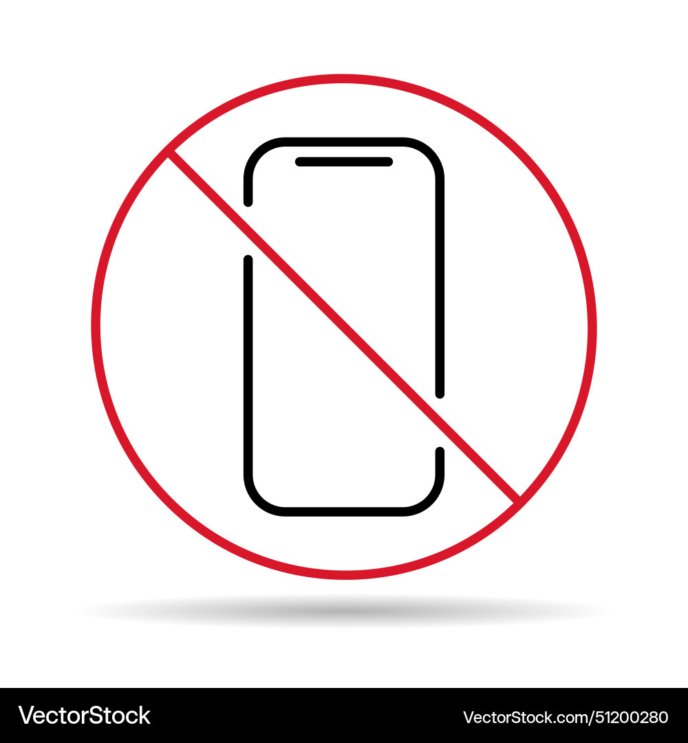Mobile forbidden shadow icon no use phone sign Vector Image