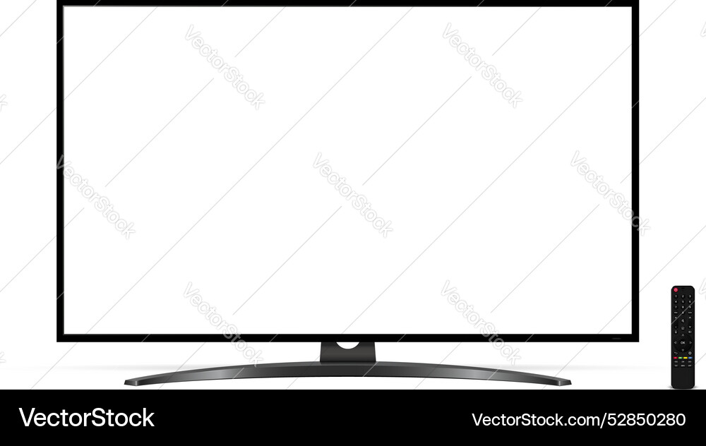 Realistic tv screen with remote control smart Vector Image