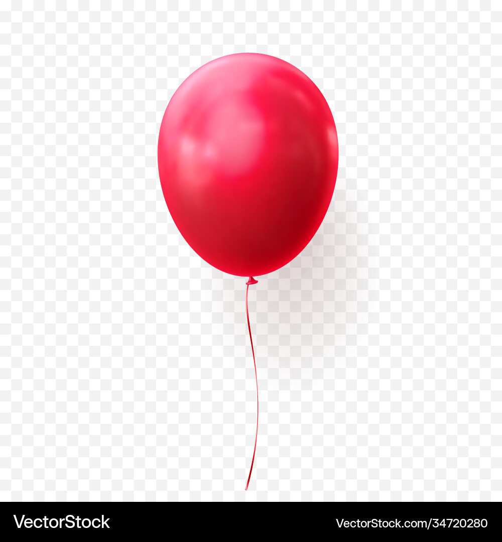 Red balloon transparent background glossy Vector Image
