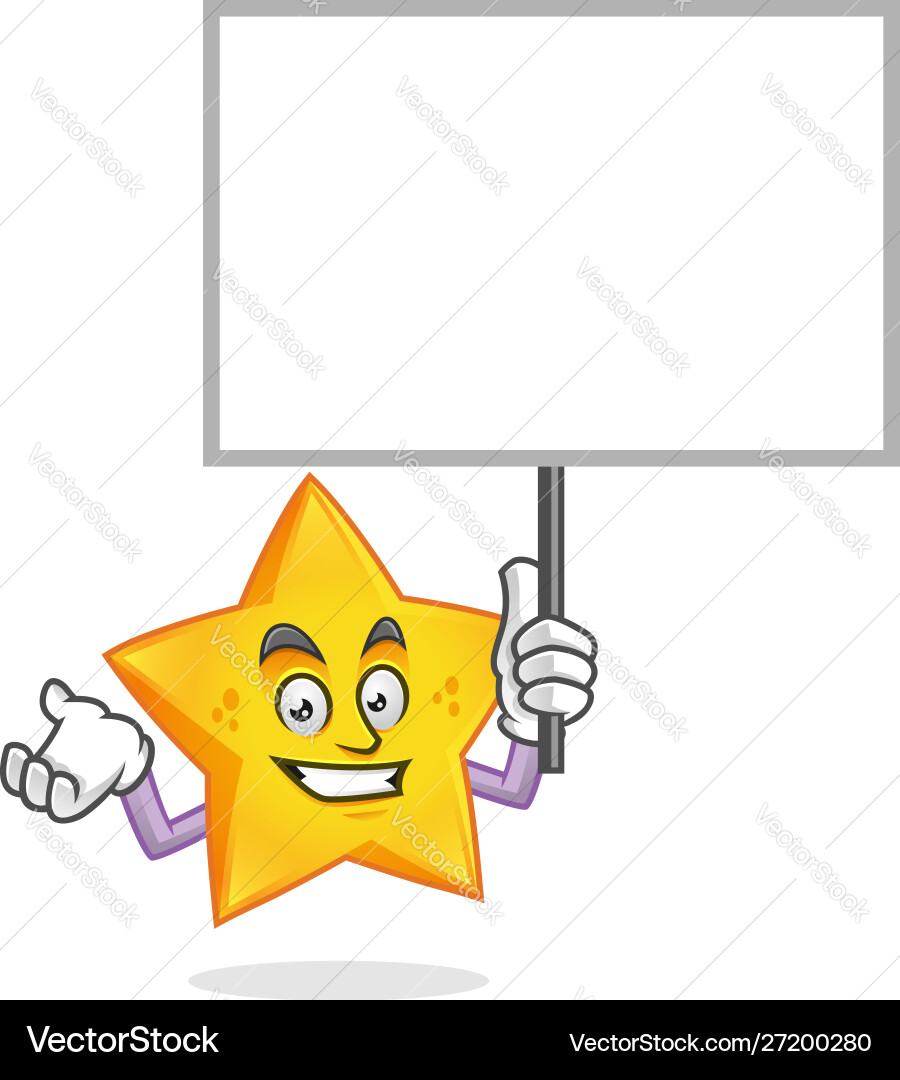 Star character design or mascot blank sign Vector Image
