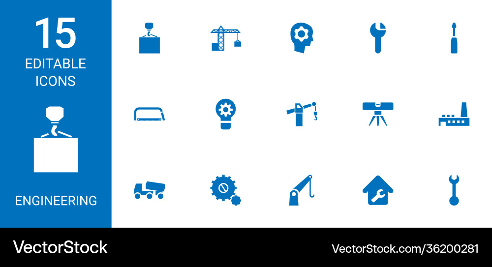 15 engineering icons Royalty Free Vector Image