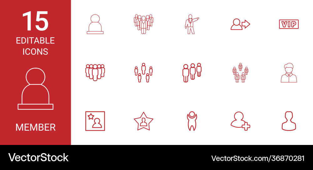 15 member icons Royalty Free Vector Image - VectorStock