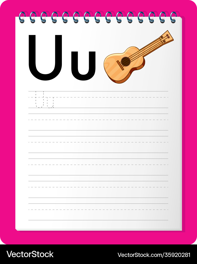 Alphabet tracing worksheet with letter u Vector Image